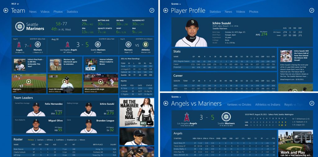 MSN/Bing Sports for Windows 8 - Yoon Park - Mixed Reality Designer